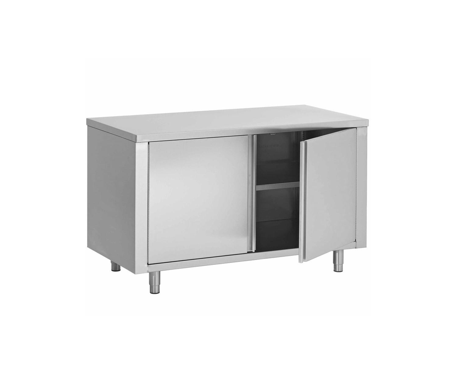 Table de travail fermée en inox - Portes tournantes - Promoline